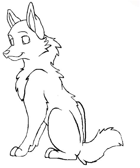 Anime Wolf Outline
