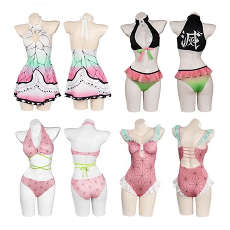 Anime Demon Slayer Cosplay Swimsuit Bikini Nezuko Shinobu Cosplay