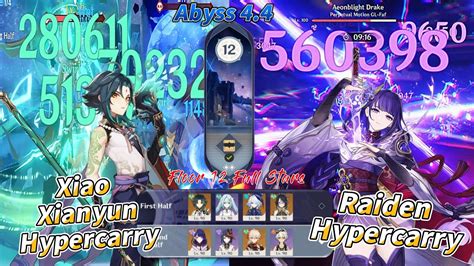 SPIRAL ABYSS 4 4 C0R1 XIAO C2 XIANYUN HYPERCARRY C3R1 RAIDEN