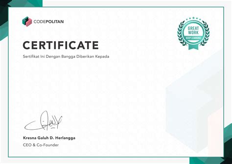 Certificate Detail CODEPOLITAN