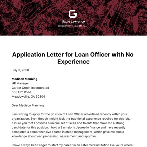 FREE Loan Application Letter Templates Examples Edit Online