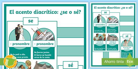Póster El acento diacrítico se o sé teacher made