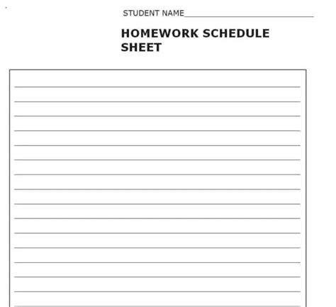 Free Homework Schedule Templates In Word Excel Formats Excel