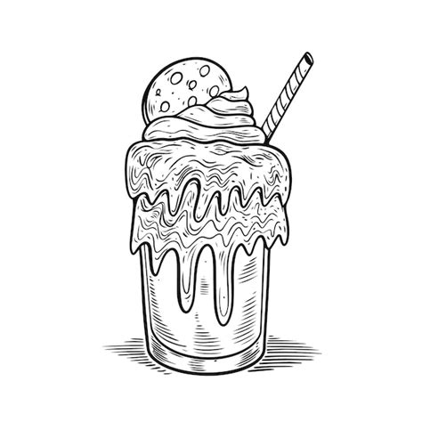 Um Milk Shake Um Canudo E A Palavra Sorvete Nele Vetor Premium