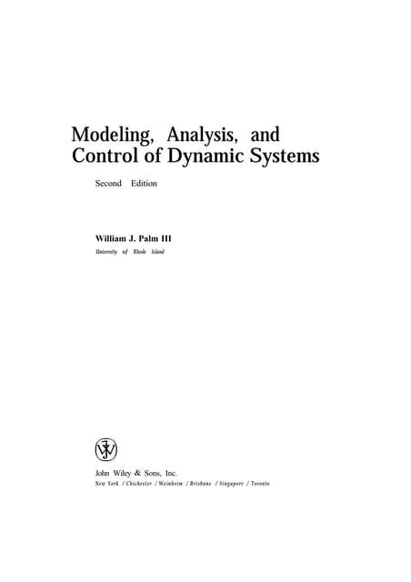 modeling analysis and control of dynamic systems pdf