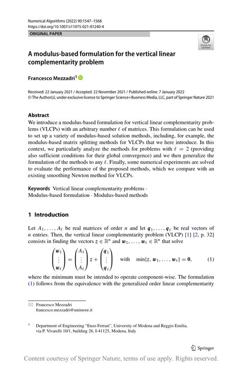 a modulus based formulation for the vertical linear complementarity problem request pdf