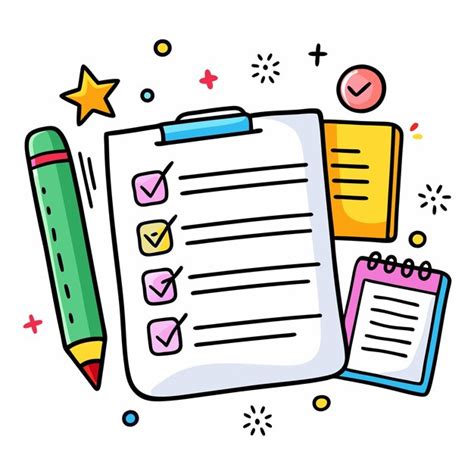 Colorful Checklist Illustration Paper With Pen And Notebook Task