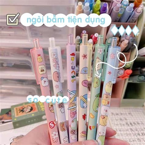 Enjoymore Bút Bi Cute Molang Ngòi Bấm 0 5mm Kiểu Dáng Hoạt Hình Dễ