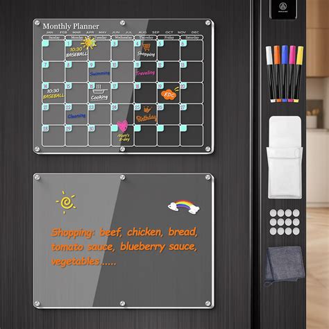 WONDAY Juego de calendario magnético acrílico transparente para
