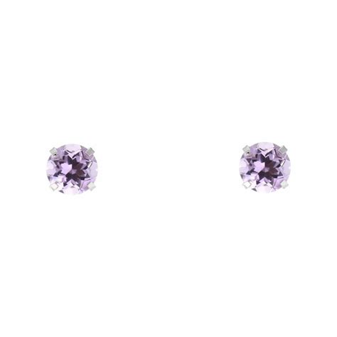 Boucles d oreilles Or Blanc 375 Améthyste 5mm Ref 47126