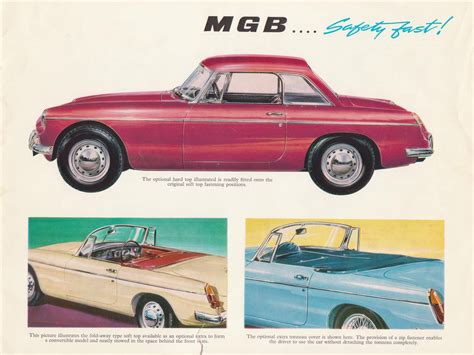 Mg Mgb Roadster Brochure Tops Available Mgb Gt