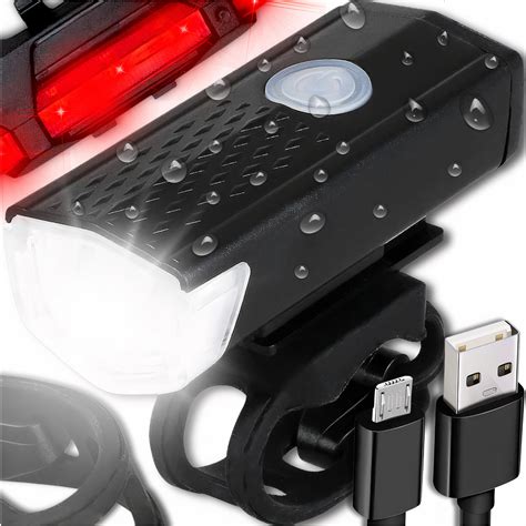 LAMPKA ROWEROWA LED NA ROWER KIEROWNICĘ MOCNA AKUMULATOROWA USB TYŁ