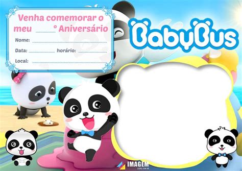 Convite de aniversário infantil BabyBus para editar baixe grátis o
