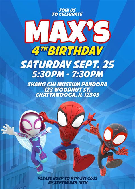 Invitación de cumpleaños de Spidey Spider Gwen Spiderman Etsy México