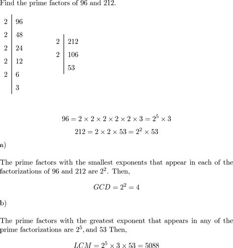 find a the greatest common divisor gcd and b the least quizlet