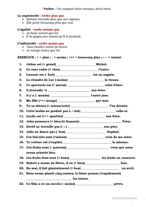 La Comparaison French Expressions Apprendre Le Fran Ais