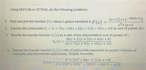 solved using matlab or octave do the following problems 1