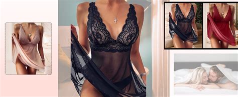 Joligiao Damen Sexy Dessous Kleid Spitze Negligee Babydoll Nachtwäsche