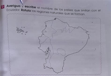 9 Averigua y escribe el nombre de los países que limitan con el Ecuador