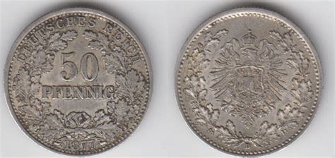 Deutsches Kaiserreich Kaiserreich Kursmünze 50 Pfennig 1877 D