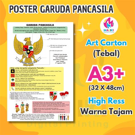 Jual Poster Garuda Pancasila Poster Edukasi Anak Poster Belajar