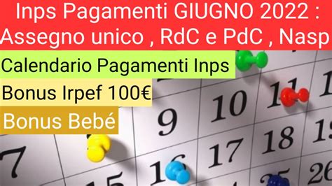 Assegno unico RdC e PdC Naspi Bonus Irpef Bonus Bebé Calendario