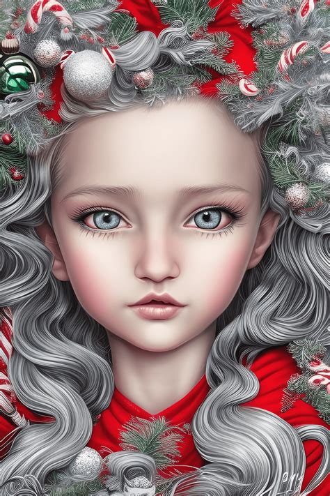 Amazing Hyper Detailed Cute Christmas Blonde Girl · Creative Fabrica