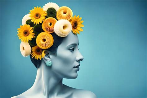 Premium AI Image A Woman With Sunflowers On Her Head