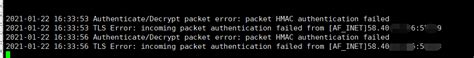 Authenticate Decrypt Packet Error Packet HMAC Authentication Failed
