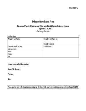 Fillable Online Icuu Delegate Accreditation Form Icuu Fax Email Print