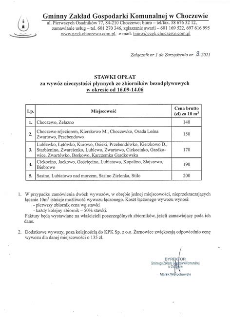 Stawki opłat za wywóz nieczystości płynnych ze zbiorników