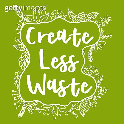 Create Less Waste Zero Waste Concept Hand Drawn Elements Of Zero