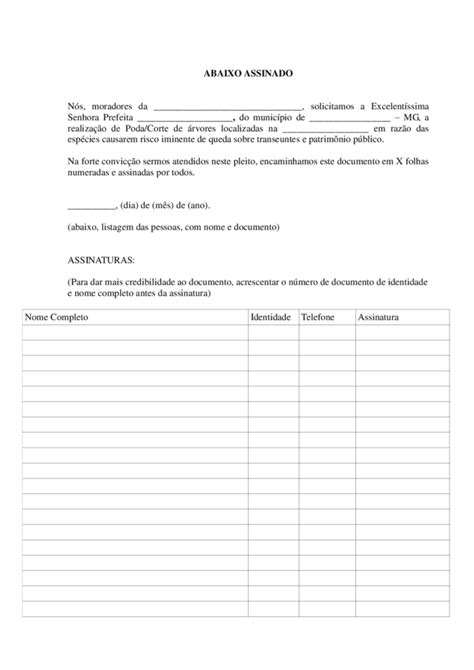 Exemplo De Abaixo Assinado De Moradores Como Organizar E Fazer A