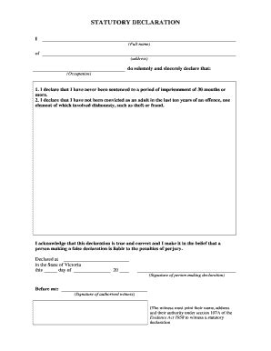 Printable Statutory Declaration Form Victoria