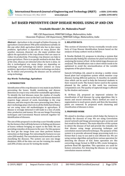 irjet iot based preventive crop disease model using ip and cnn pdf