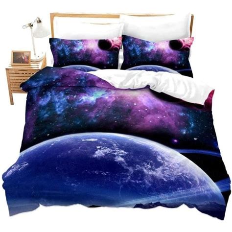 Housse De Couette 3D Rêve Ciel Étoilé Planète Paysage 3 Pièces Parure
