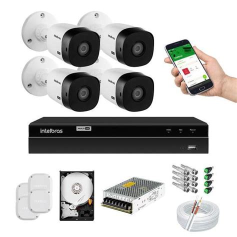 Kit cftv 4 câmeras intelbras 20 metros vhc 1120b Dvr Intelbras 1004