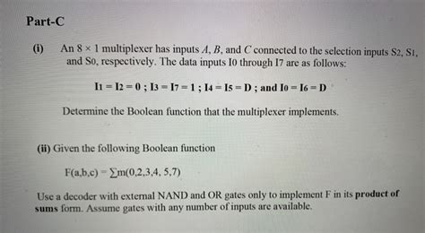 solved part a i implement the following boolean expression