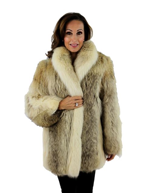 Women S Fur Coyote Jacket With Shadow Fox Tuxedo Front Women S Small