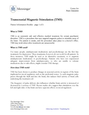 Fillable Online Transcranial Magnetic Stimulation TMS The Menninger