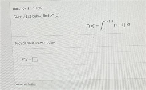 solved question 3 1 point given f 2 below find f x f 2