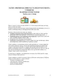 NAČRT PROMOCIJA ZDRAVJA NA DELOVNEM MESTU V na rt 187 promocija