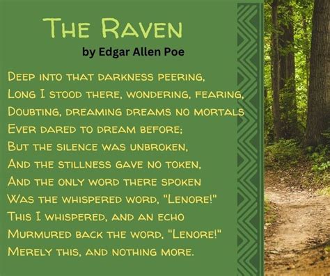 The Raven Poem By Edgar Allen Poe Is Shown In Front Of An Image Of A Forest