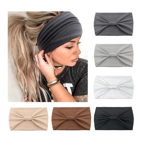6 Pièces Bandeau Cheveux Femme Large élastique Doux Bandeaux Imprimé