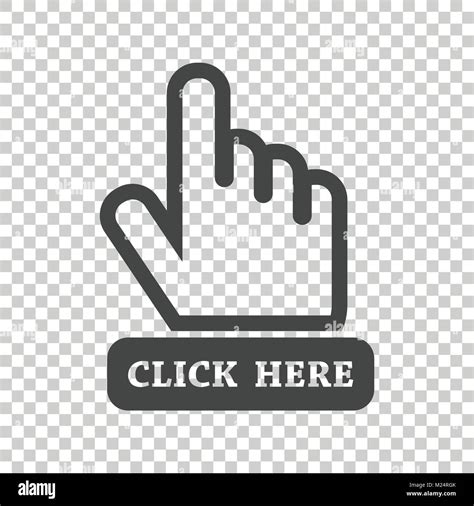 Click Here Icon Hand Cursor Signs Black Button Flat Vector