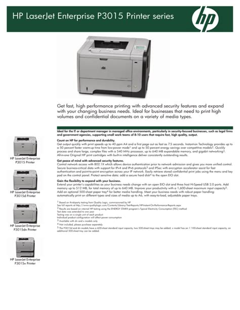Hp Laserjet Enterprise P Printer Series