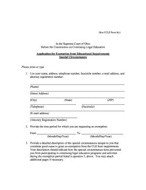 Fillable Online Supremecourtofohio Application For Exemption From