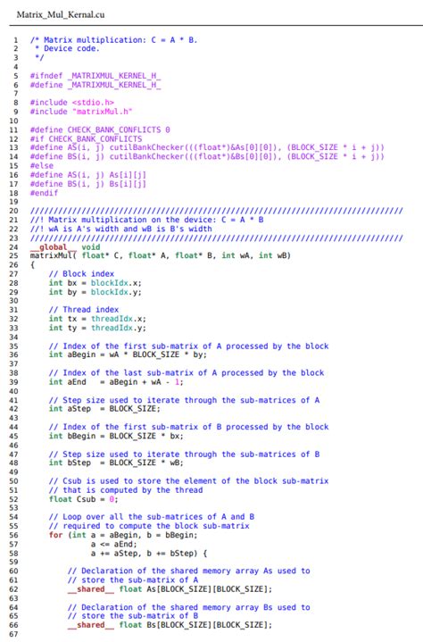 solved matrix multiplication using cuda and implementation