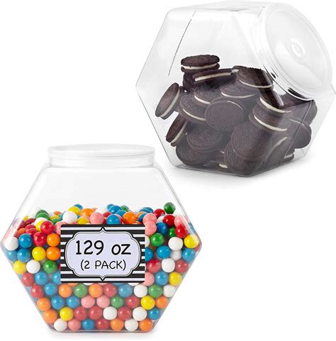 Tarros Hexagonales De Galletas De 123 Onzas Con Tapas Paquete De 2