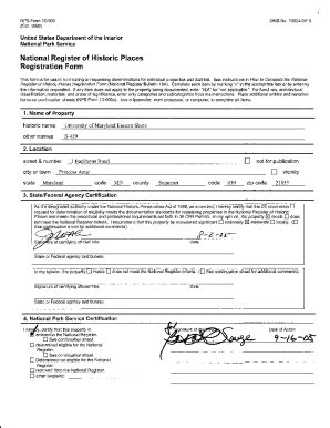 Fillable Online NPS Form 10 900 0MB No United States Department Of The